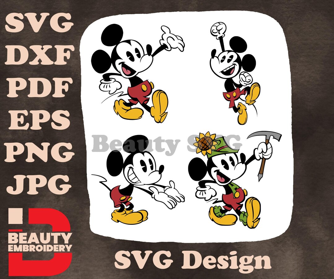 Mickey Mouse - Various Classic Poses - Waving and Working With Pickaxe ...