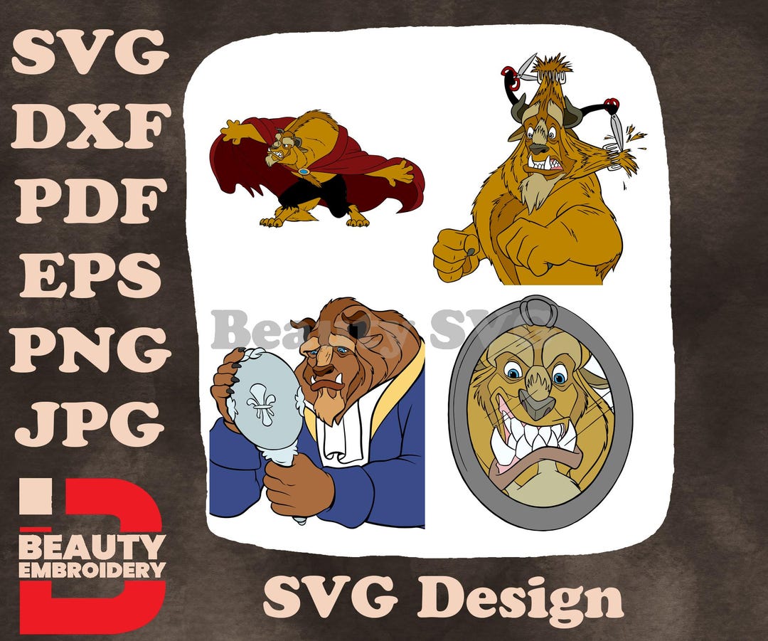Disney Beauty Beast the Beast With Magic Mirror Red Cloak Cogsworth ...