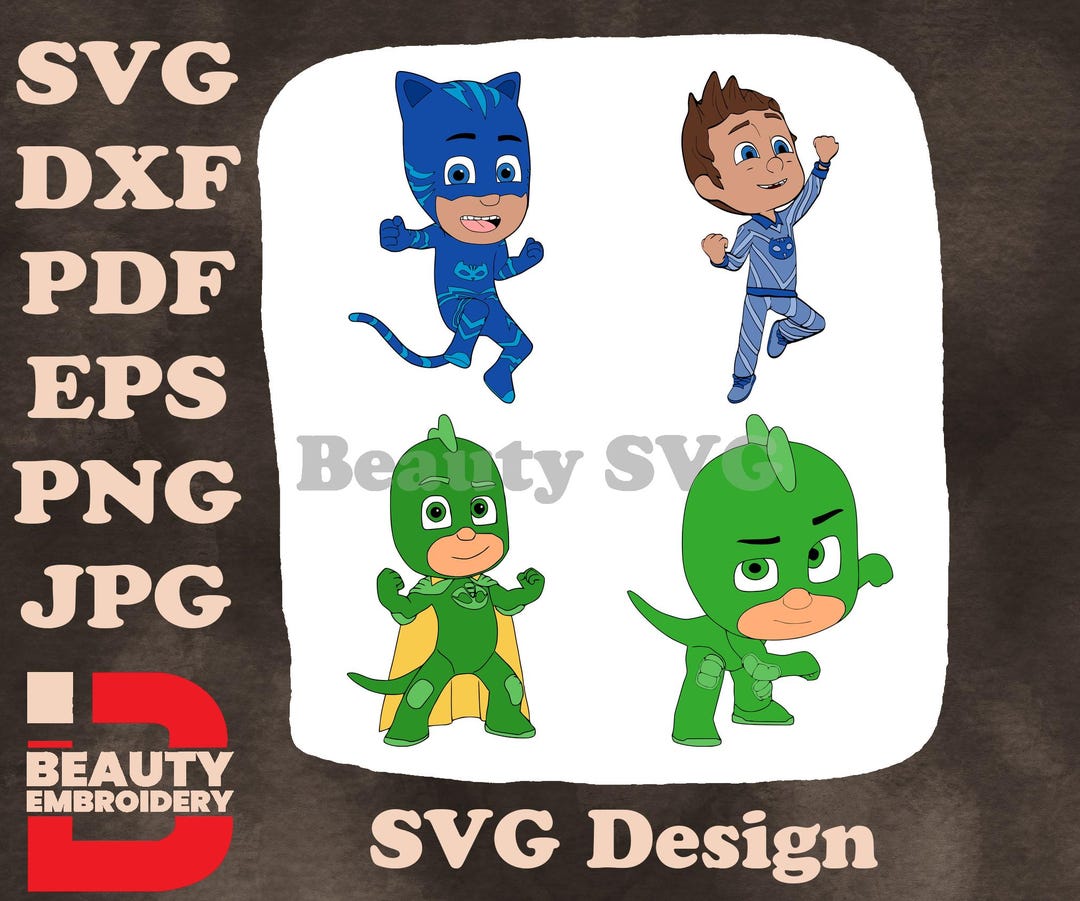Pj Masks Catboy Blue Hero Gekko Green Hero Connor Greg Action Poses SVG ...