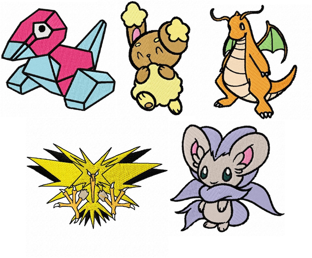 Pokemon Embroidery Designs - 5 Embroidery Designs - Etsy