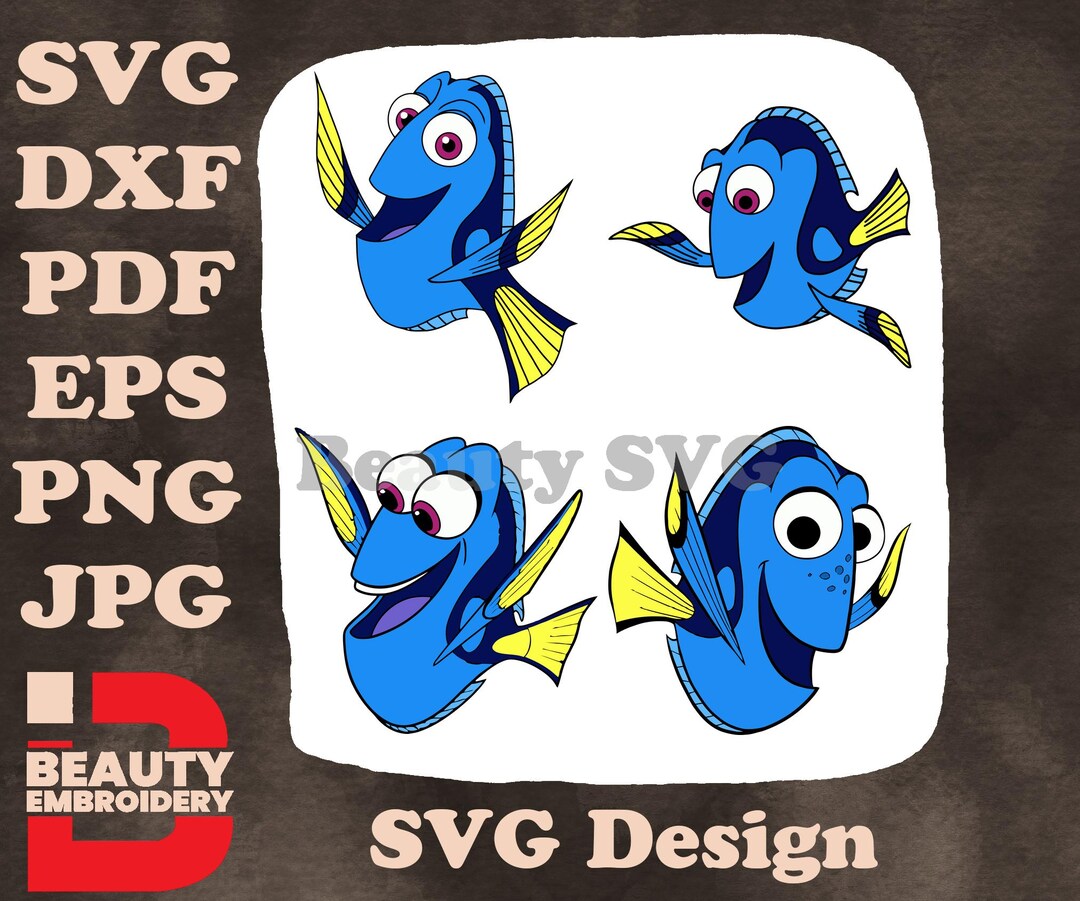 Finding Dory - Dory the Optimistic Blue Tang - Cheerful Swimming Poses - Character Art SVG - Etsy