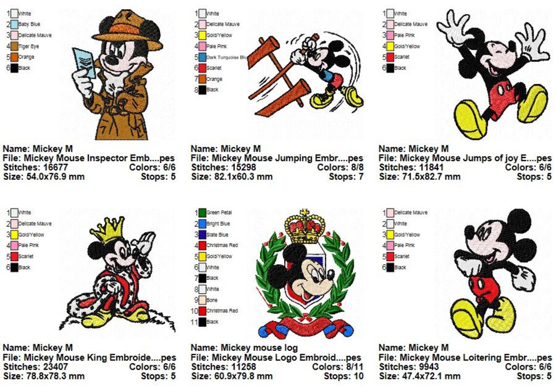Paket 25 Mickey Mouse 02 Stickmotive - Etsy.de