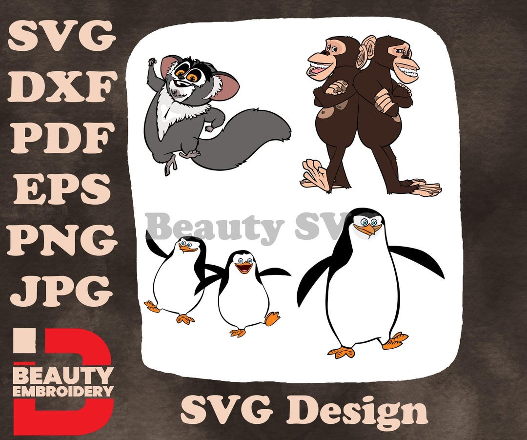 Madagascar Mort Lemur King Julien Chimpanzees and Penguins Character ...