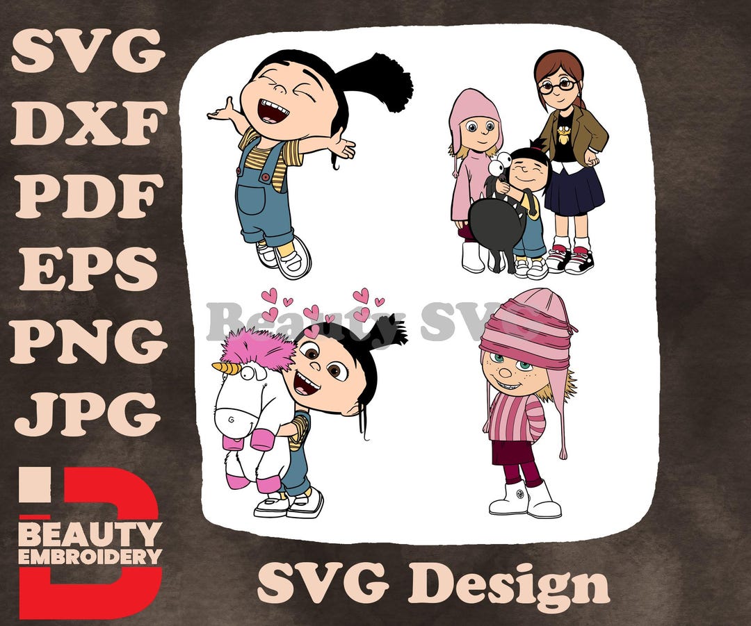 Despicable Me Agnes Edith Margo Gru Sisters Cute Poses Family Movie SVG ...