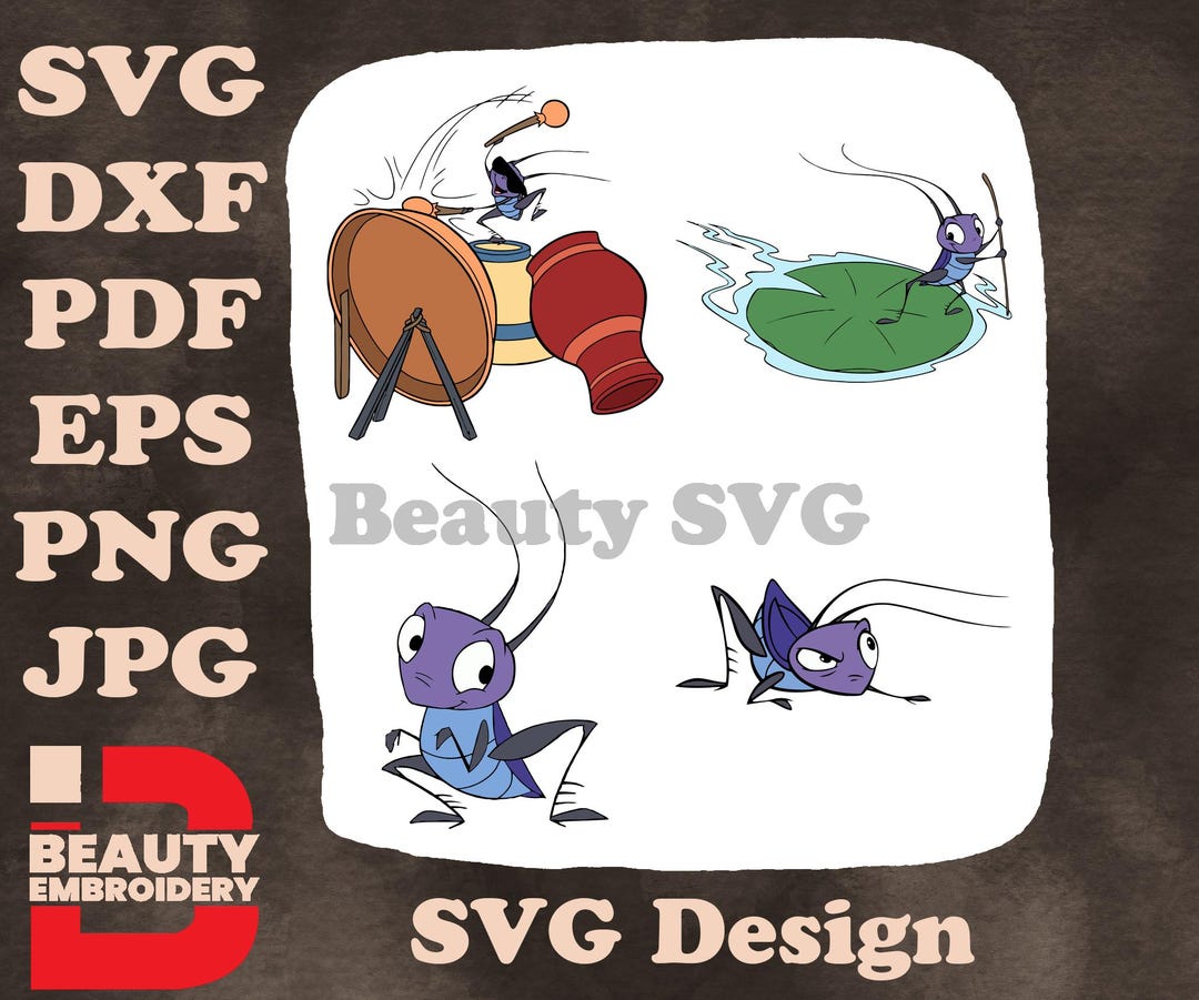 Disney Mulan Cri Kee Lucky Cricket Playing Drum on Lily Pad Character ...