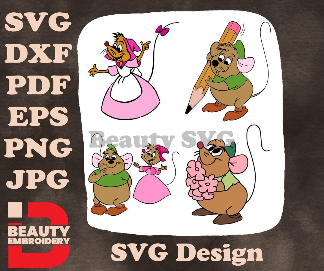 Cinderella Mice Suzy Perla Pink Dress Jaq Pencil Gus Flowers Character ...