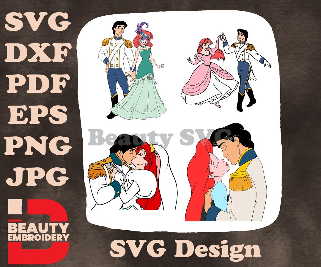 The Little Mermaid Ariel and Prince Eric Romantic Couple Poses Dancing ...