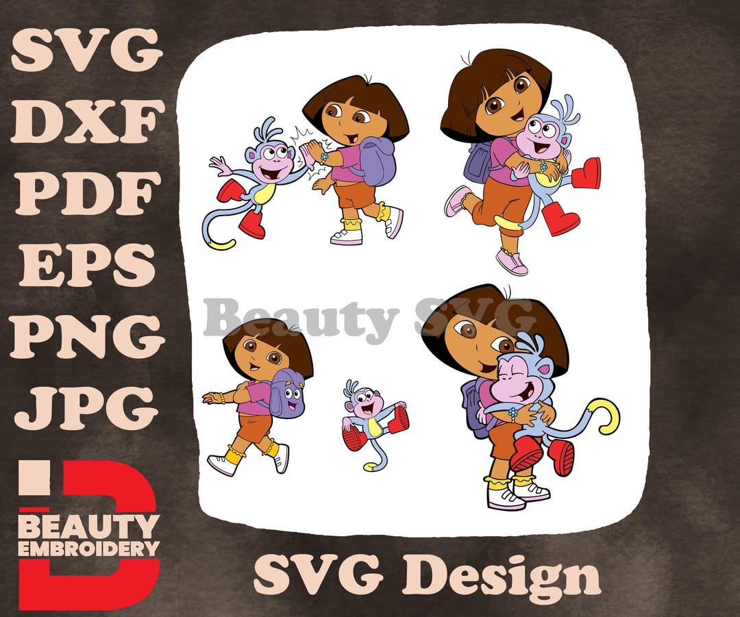 Dora the Explorer - Dora and Boots - Happy Exploring Friends - SVG ...