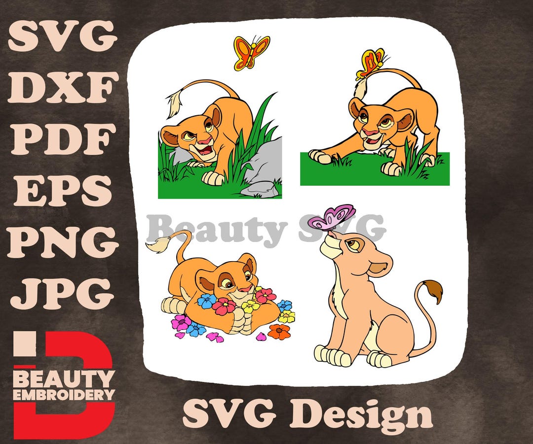 The Lion King - Young Nala With Flowers and Butterfly - Young Simba ...