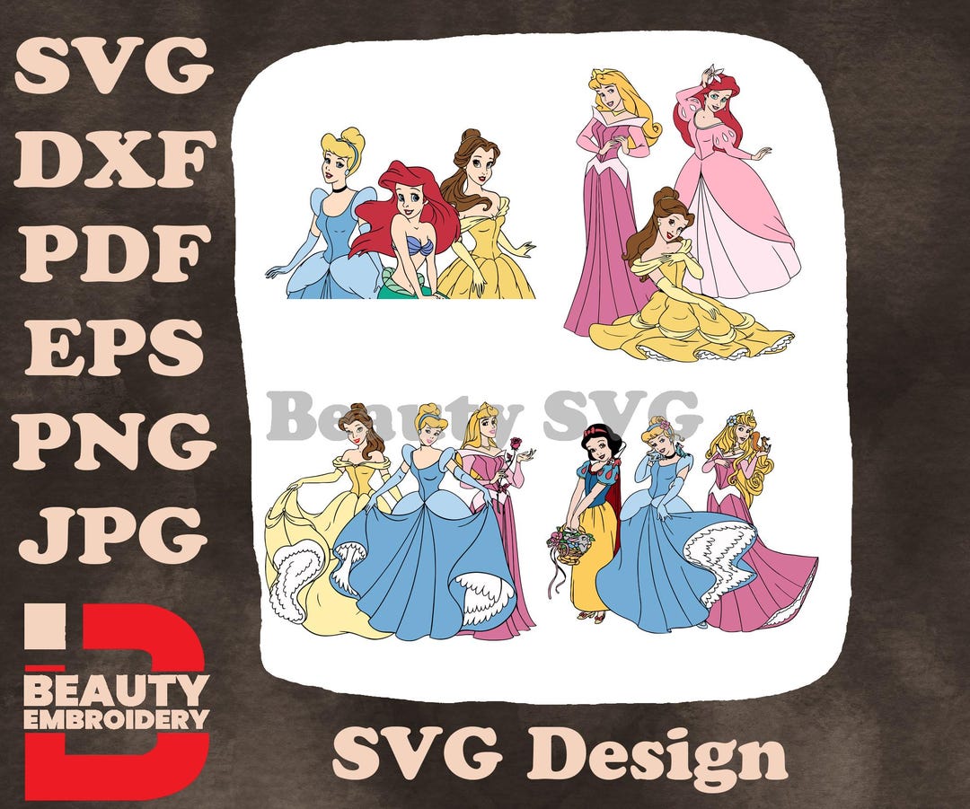 Disney Princesses - Ariel Belle Cinderella Aurora Snow White Jasmine ...