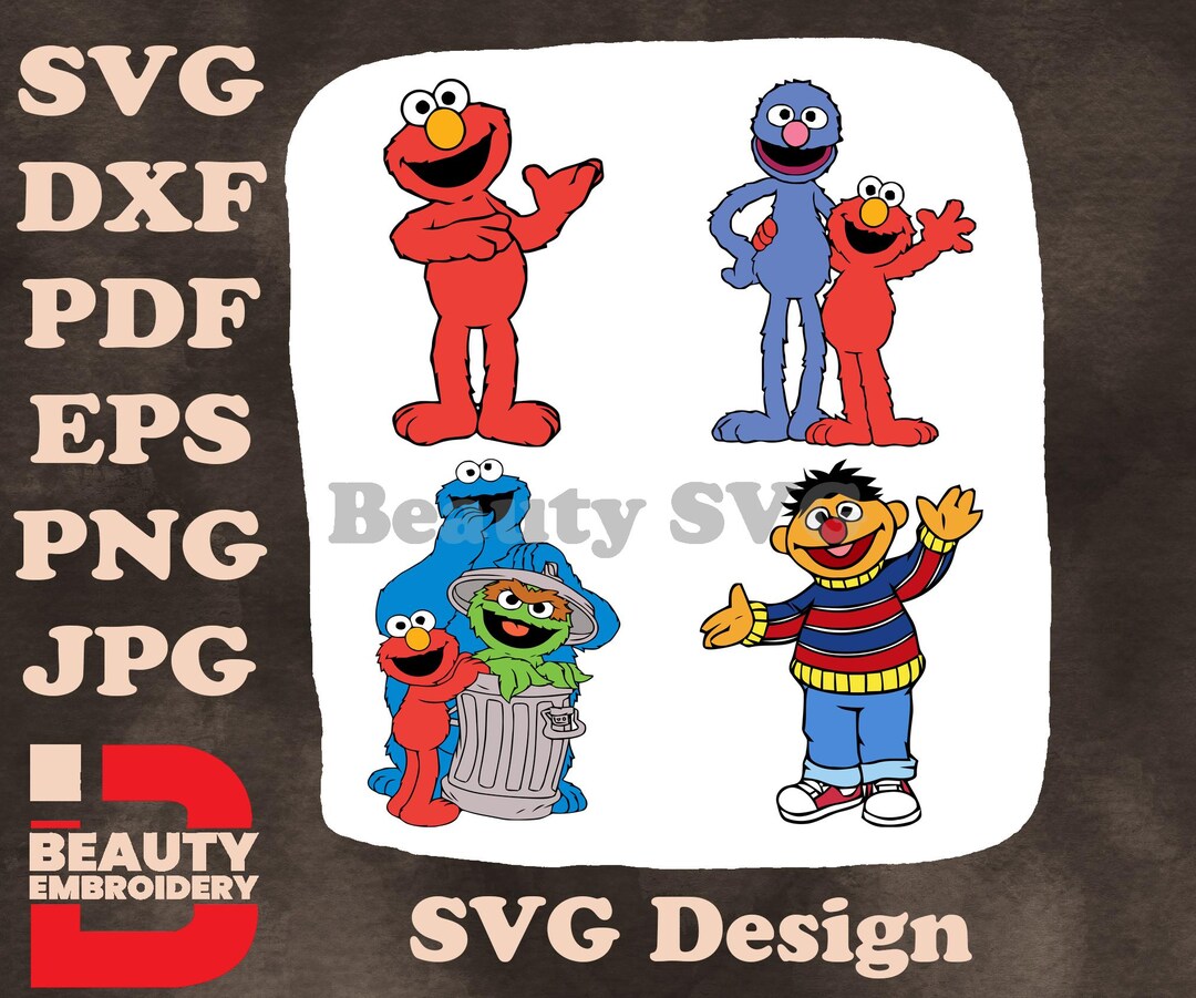 Sesame Street Muppets Elmo Waving Grover Hugging Elmo Cookie Monster in ...