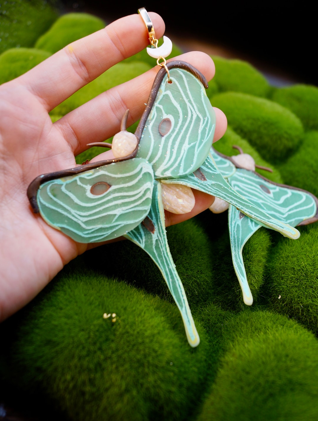 Large Luna Moth Dangle Earrings | Spring Collection | Dreamy Luna Moths ...
