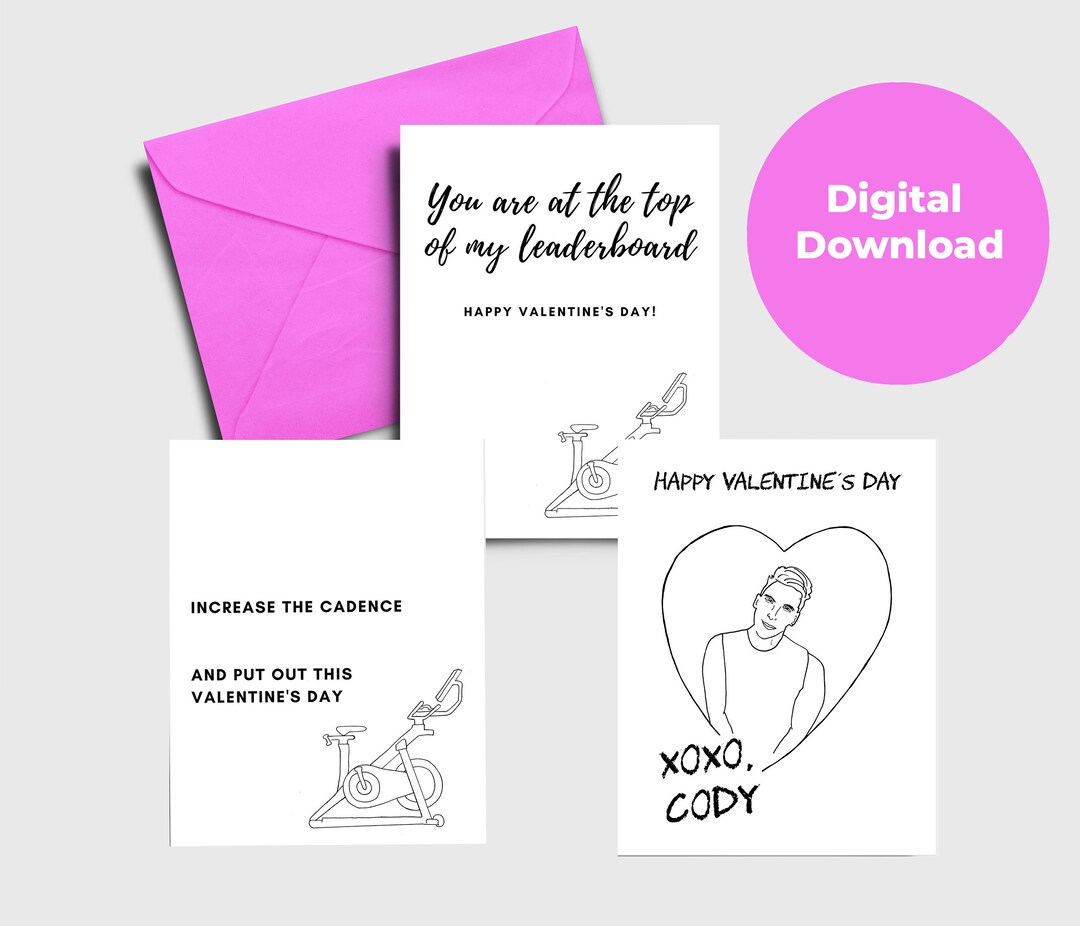 Printable Instant Download Card Valentine's Day 3 Pack Cycling and ...