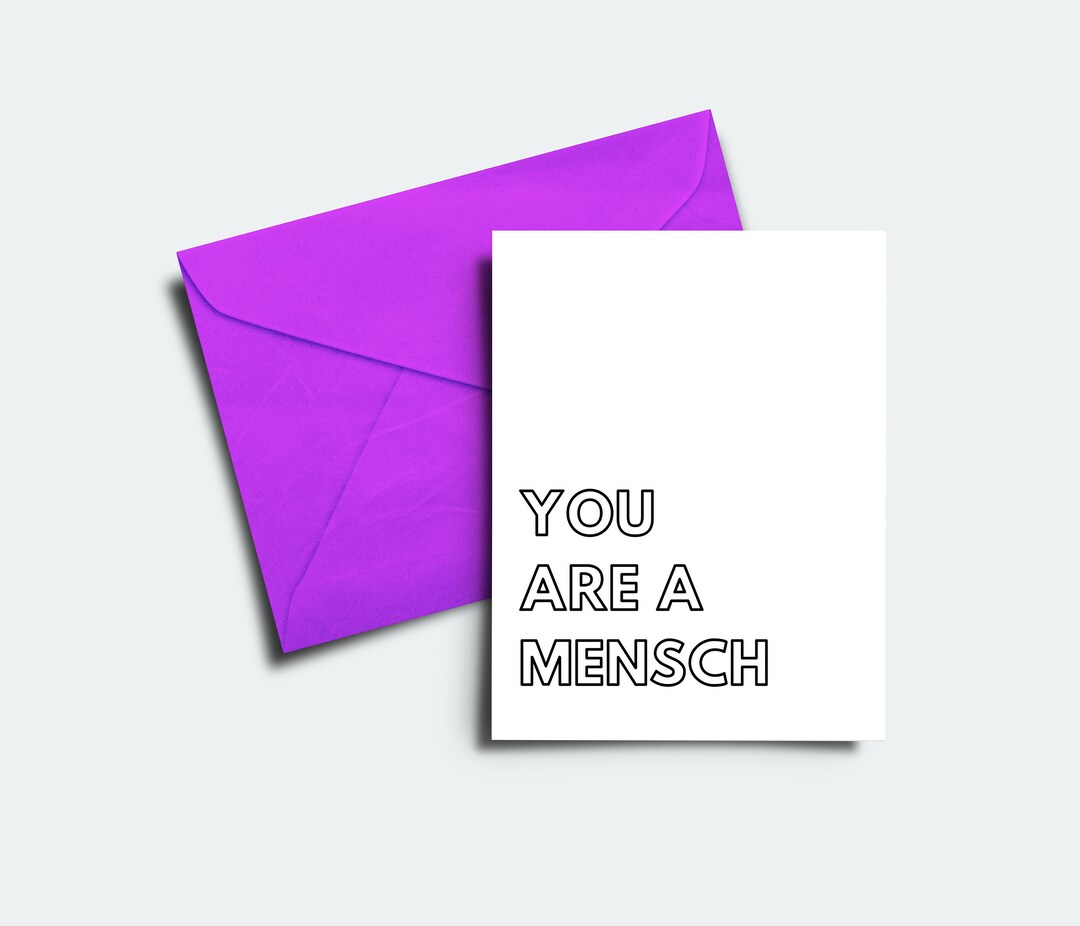 You Are A Mensch - Jewish and Yiddish Humor - Blank Inside Greeting ...