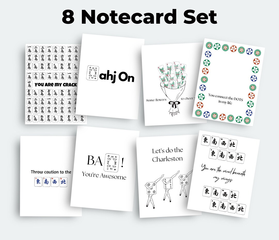 Mahjong Notecards - Set of 8 - Blank Inside - Etsy