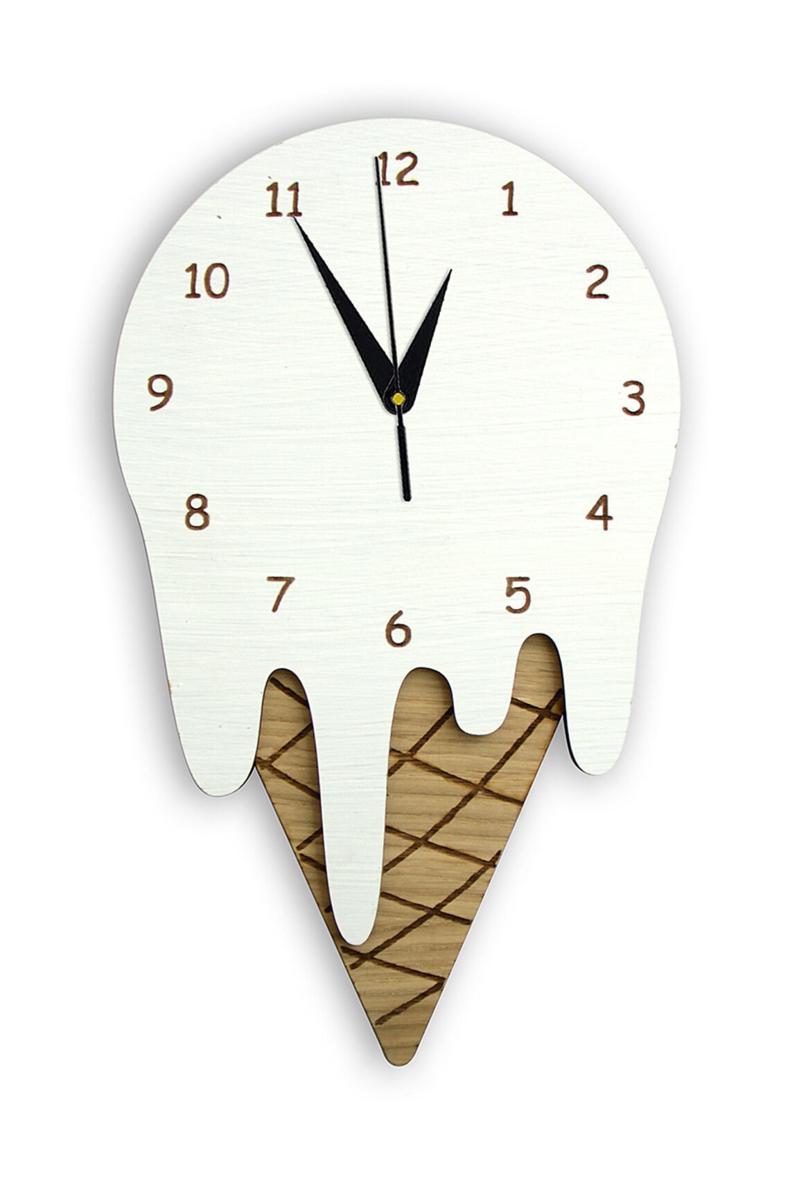 Wall Clock Waffle Ice Cream Wooden Clock for Nursery - Etsy Canada