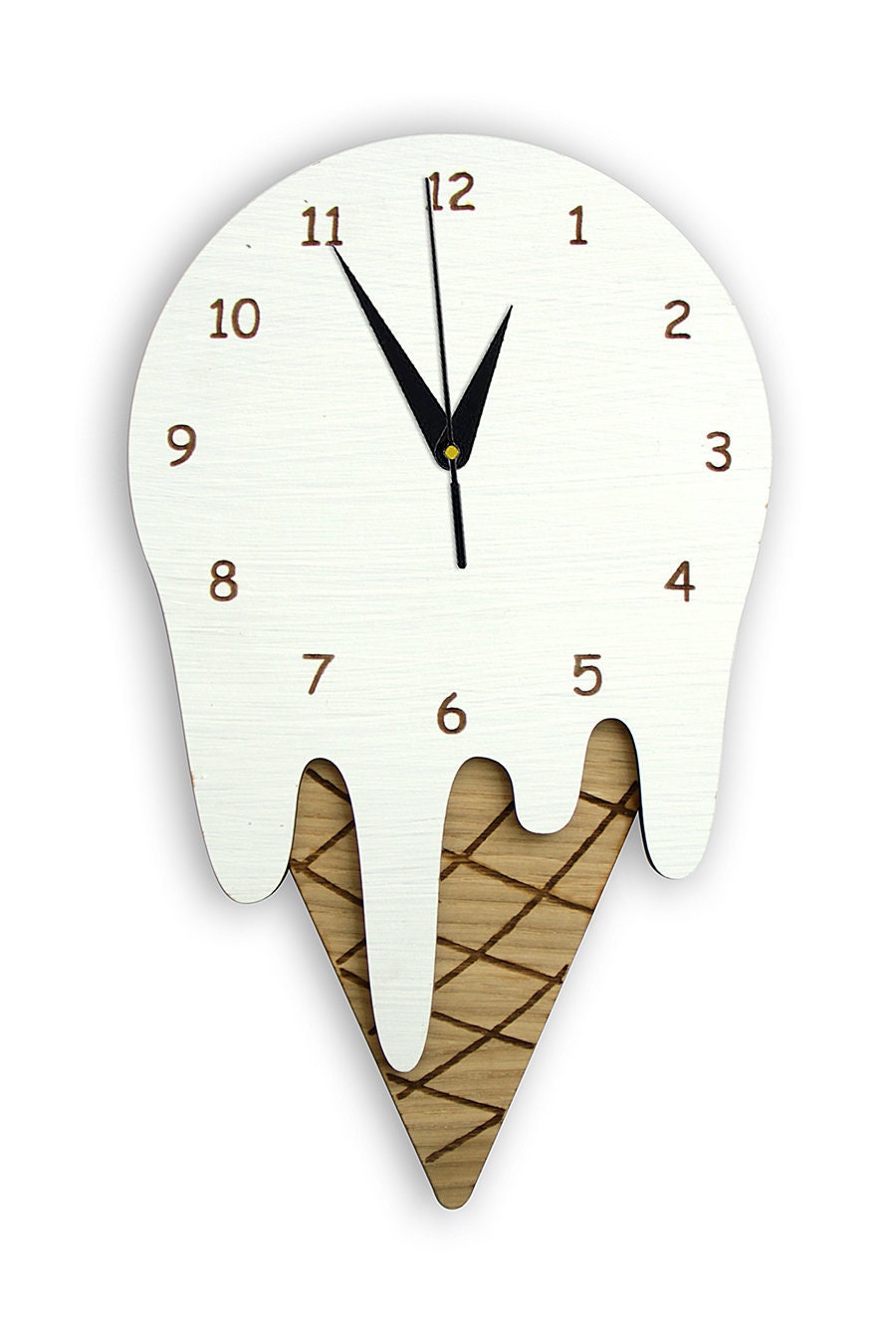 Wall Clock Waffle Ice Cream Wooden Clock for Nursery - Etsy