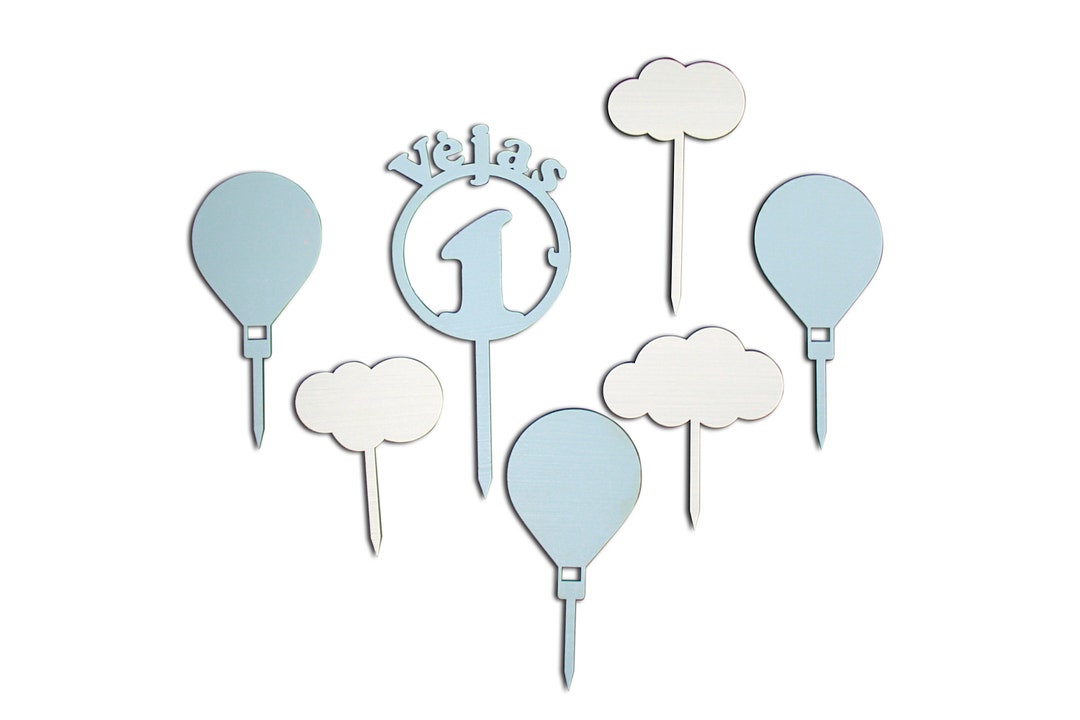 Boy Birthday Cake Toppers Set, Balloons and Clouds Cake Toppers ...