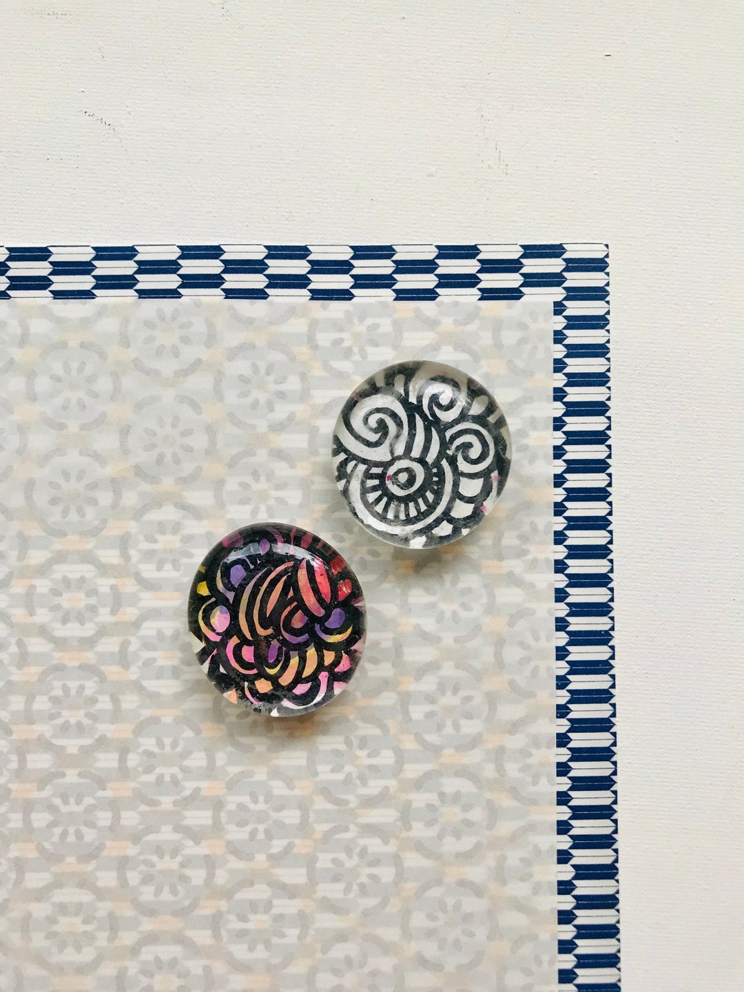 Two Glass Bubble Magnets Set Original Art Print Digital Print - Etsy