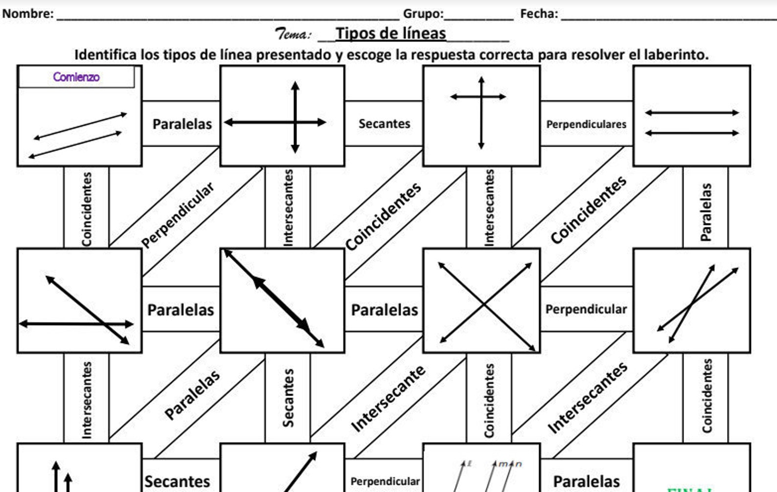 Laberintos Tipos De Líneas En Geometría/ Lines Types Maze - Etsy Canada