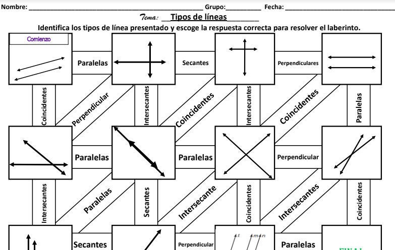 Laberintos Tipos De Líneas En Geometría/ Lines Types Maze - Etsy Canada