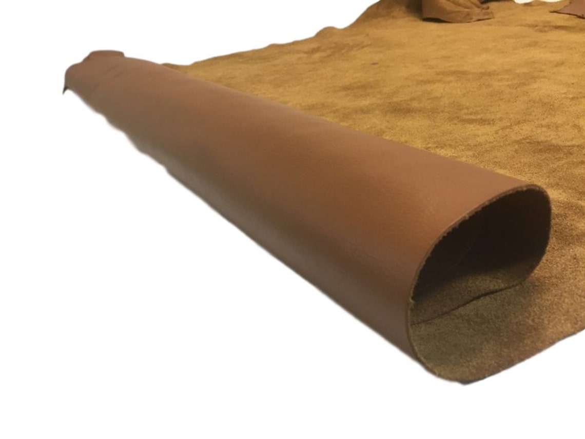 Cognac Brown Natural Grain Cowhide Leather Skins. Genuine Cow Leather ...