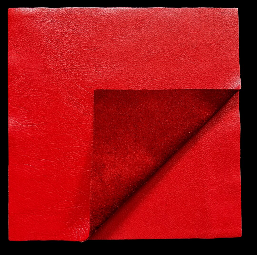 Red Natural Grain Cowhide Leather: 12'' X 12'' Pre Cut Leather Pieces ...