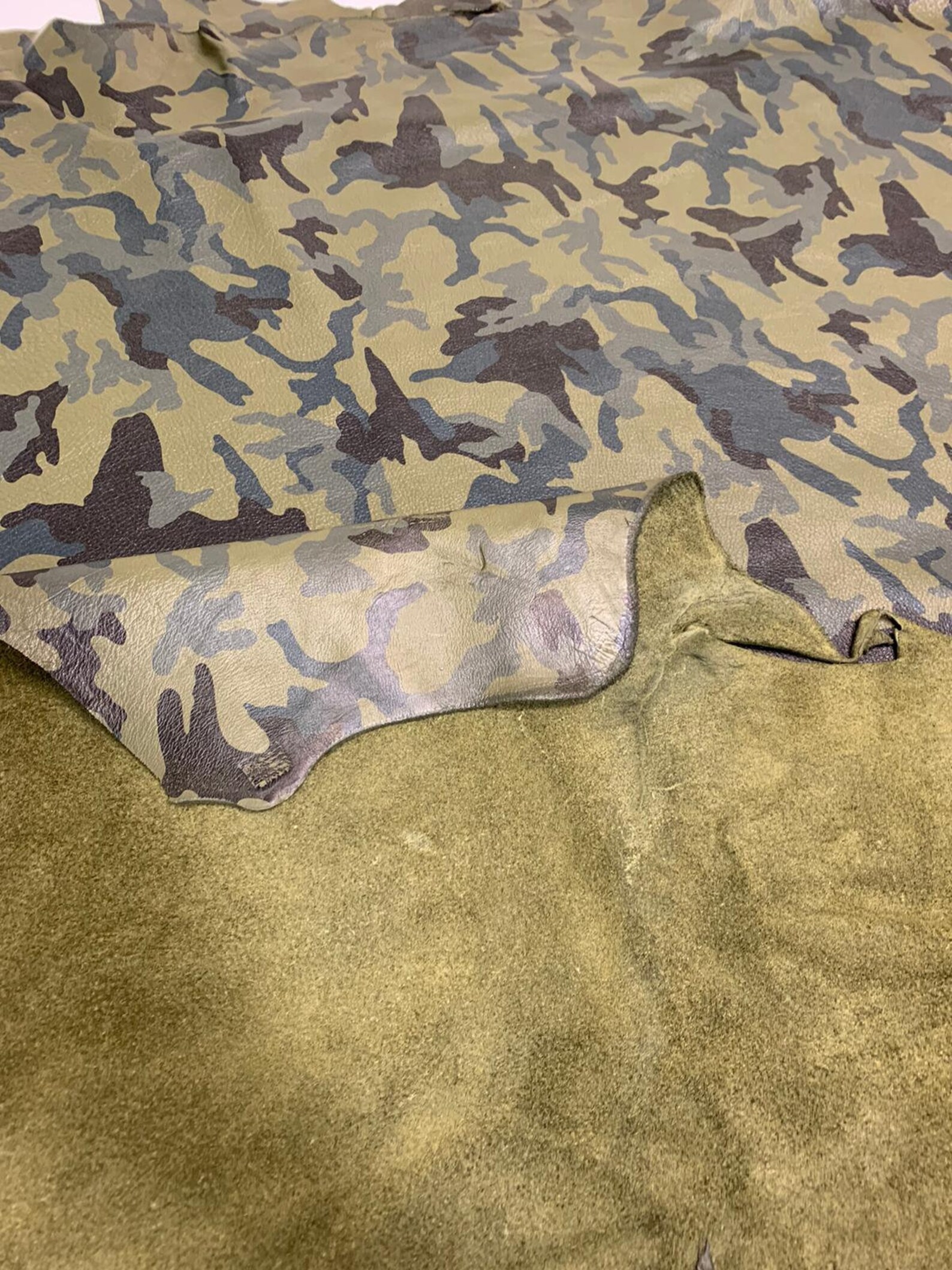 Light Army Green Camouflage Cowhide Leather Skins Genuine Cow - Etsy