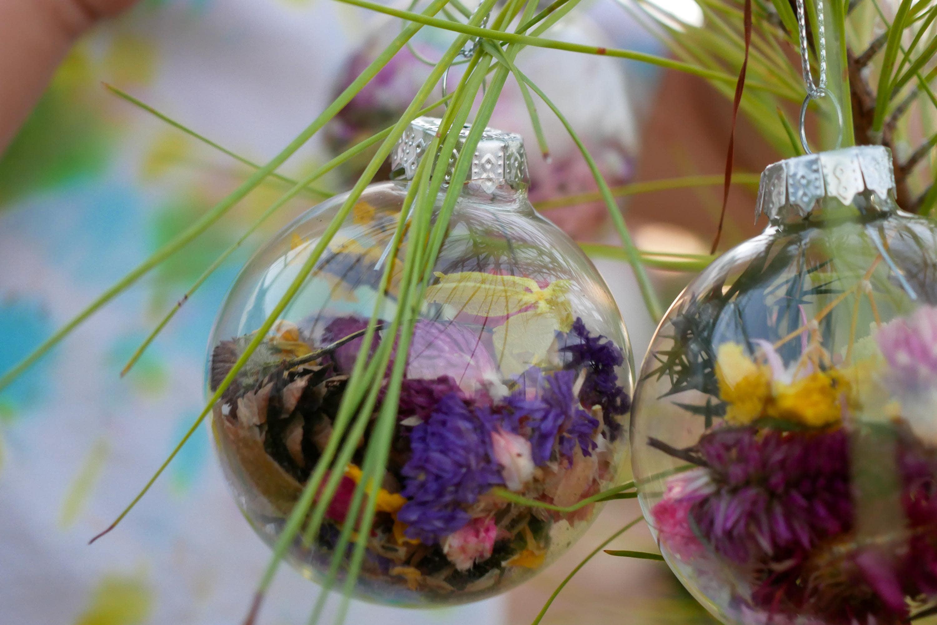 Dried Flower Glass Baubles - Rustic Botanical Holiday Decor - Etsy