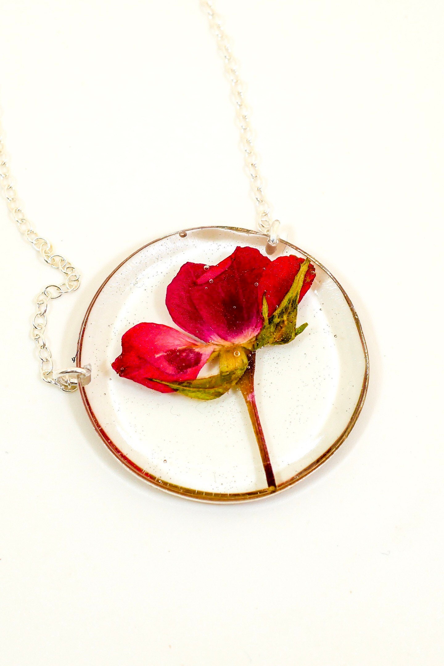 Real Rose Necklace Pressed Flower Jewelry Pressed Roses - Etsy