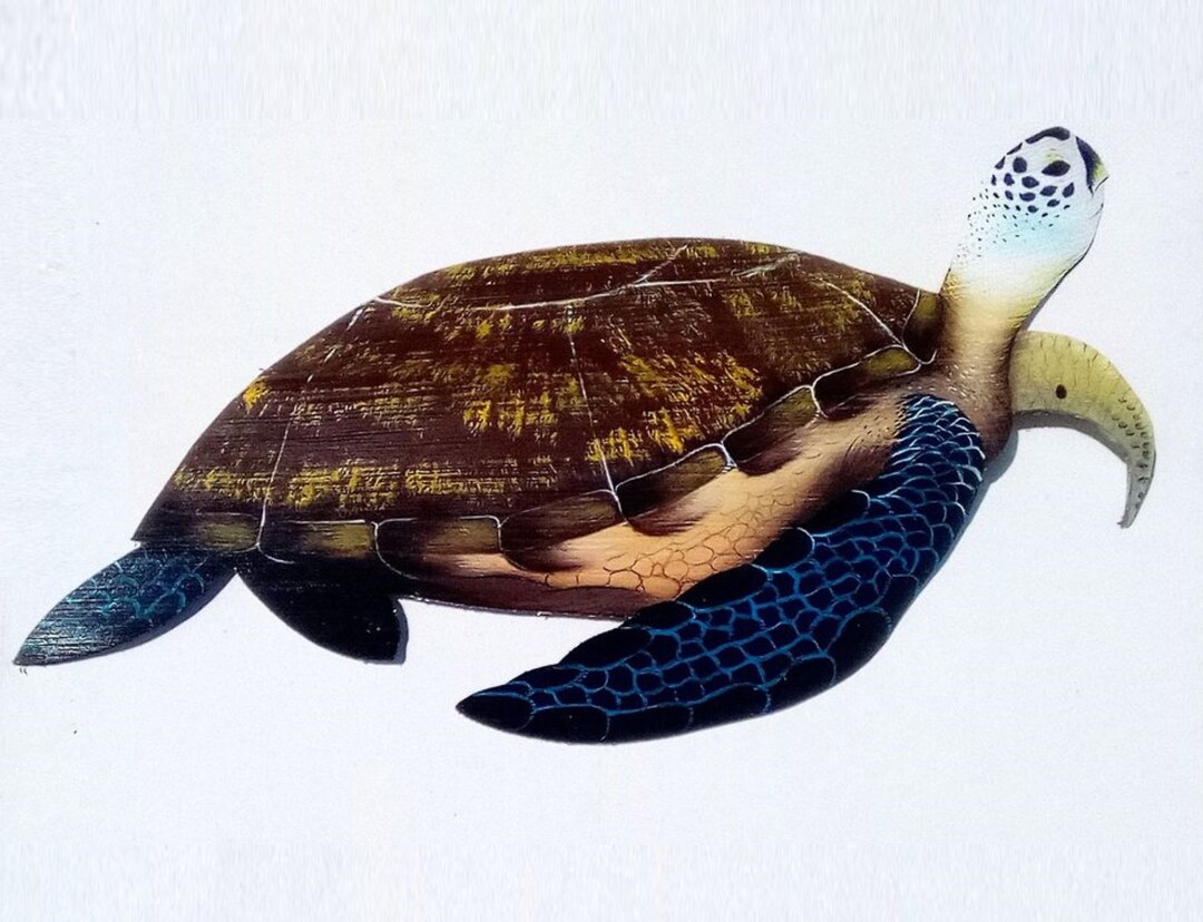 Sea Turtle Handcrafted Painted From Royal Palm Tree Frond Art Marine ...
