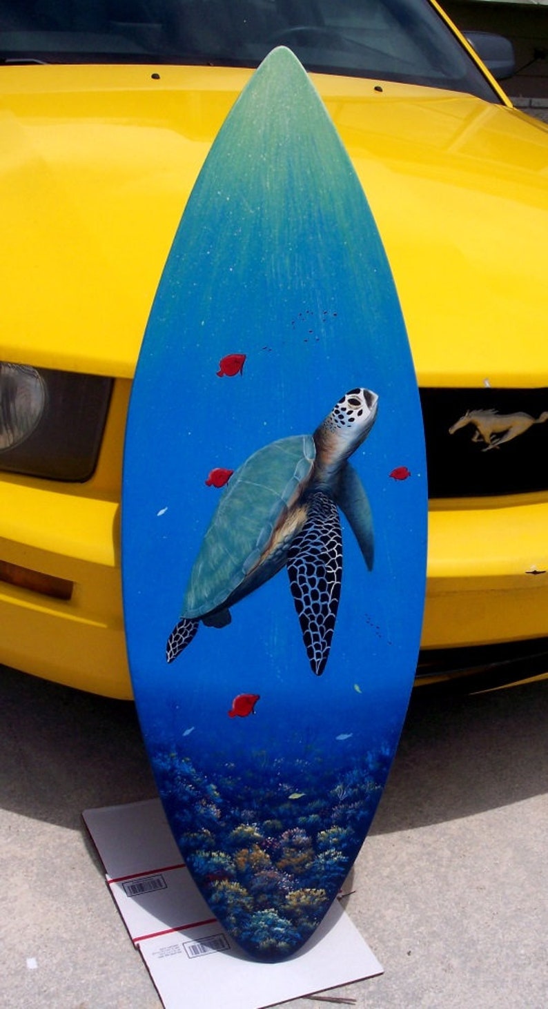Sea Turtle Tropical Fish Surfboard Wall Art Wooden Wall - Etsy