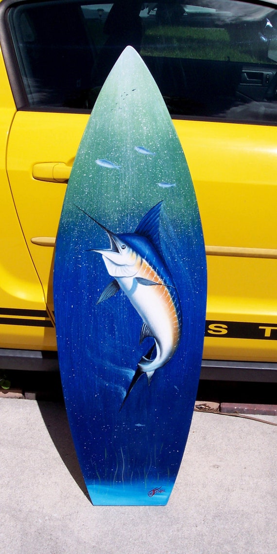 Surfboard Wall Art Marlin Fish Handcrafted Hand Painted | Etsy