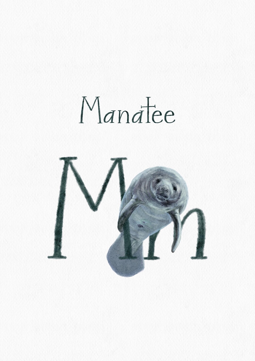 Manatee Alphabet Animal Print / Letter M Nursery Art (11x17) - Etsy