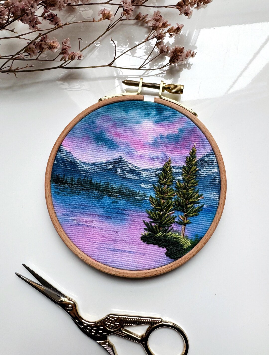 4” Spring Lake Embroidery -watercolor Embroidery - Etsy