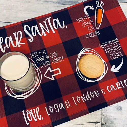 Dear Santa Placemat / Buffalo Plaid Placemat/ Cookies for - Etsy