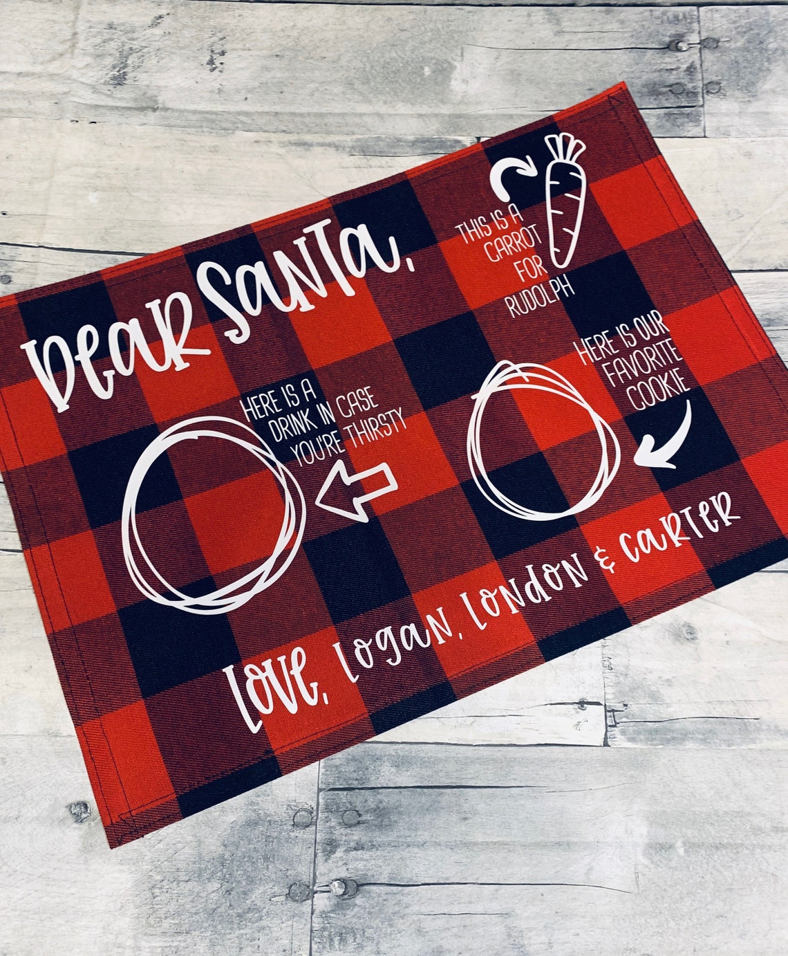 Dear Santa Placemat / Buffalo Plaid Placemat/ Cookies for Santa Plate ...