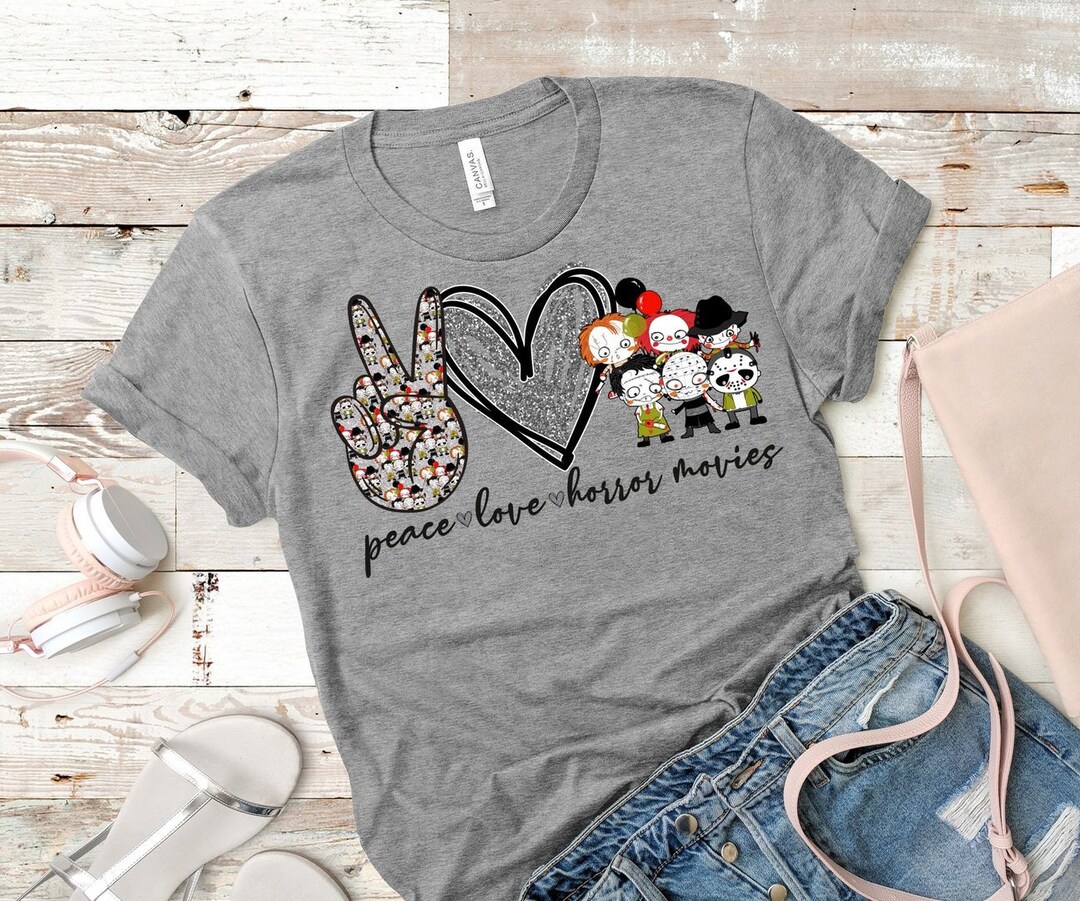 Peace Love Horror Movies/ Scary Movie Junkie/ Horror Movies - Etsy