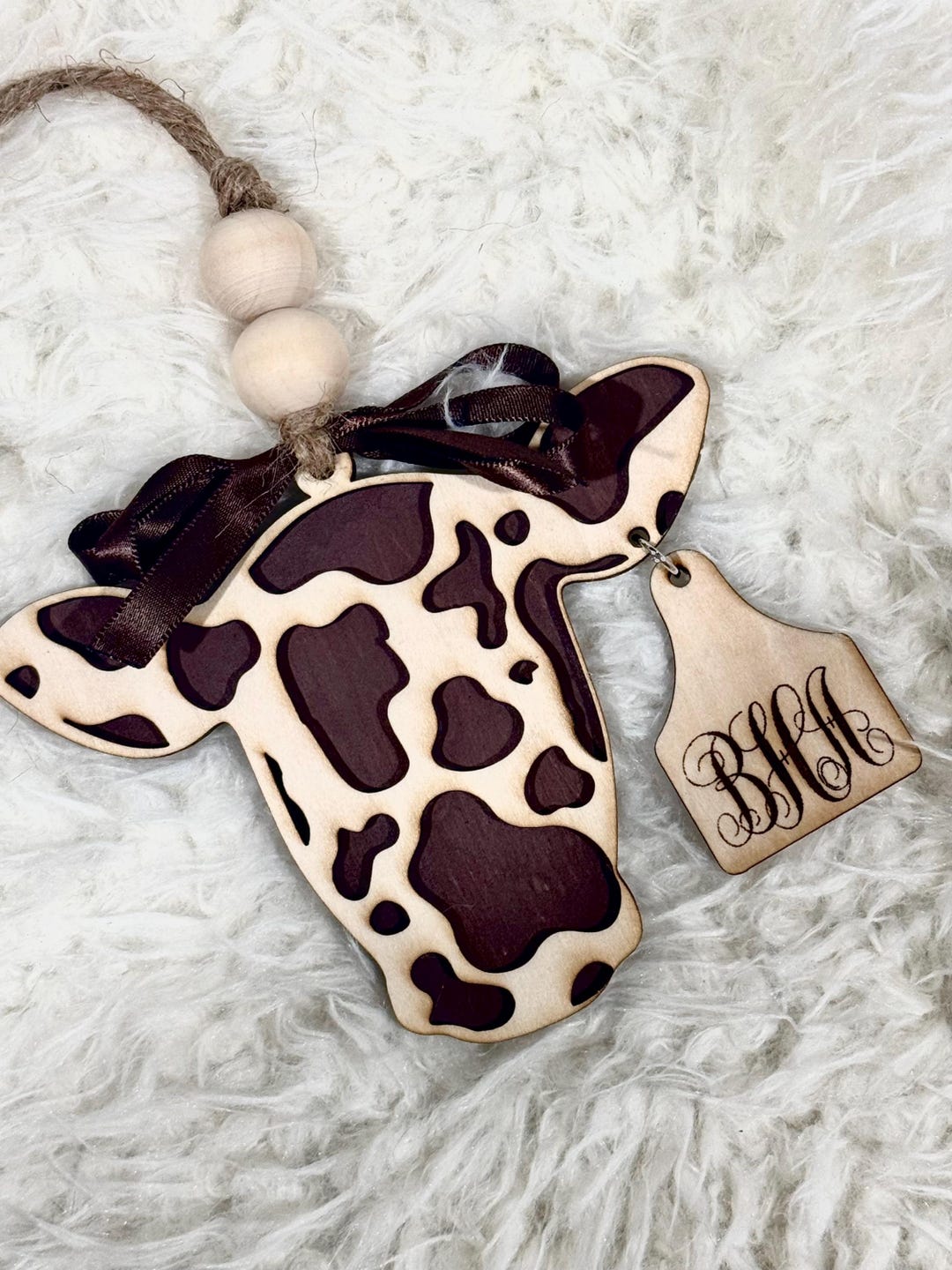 Monogram Cow Head Car Charm - Etsy