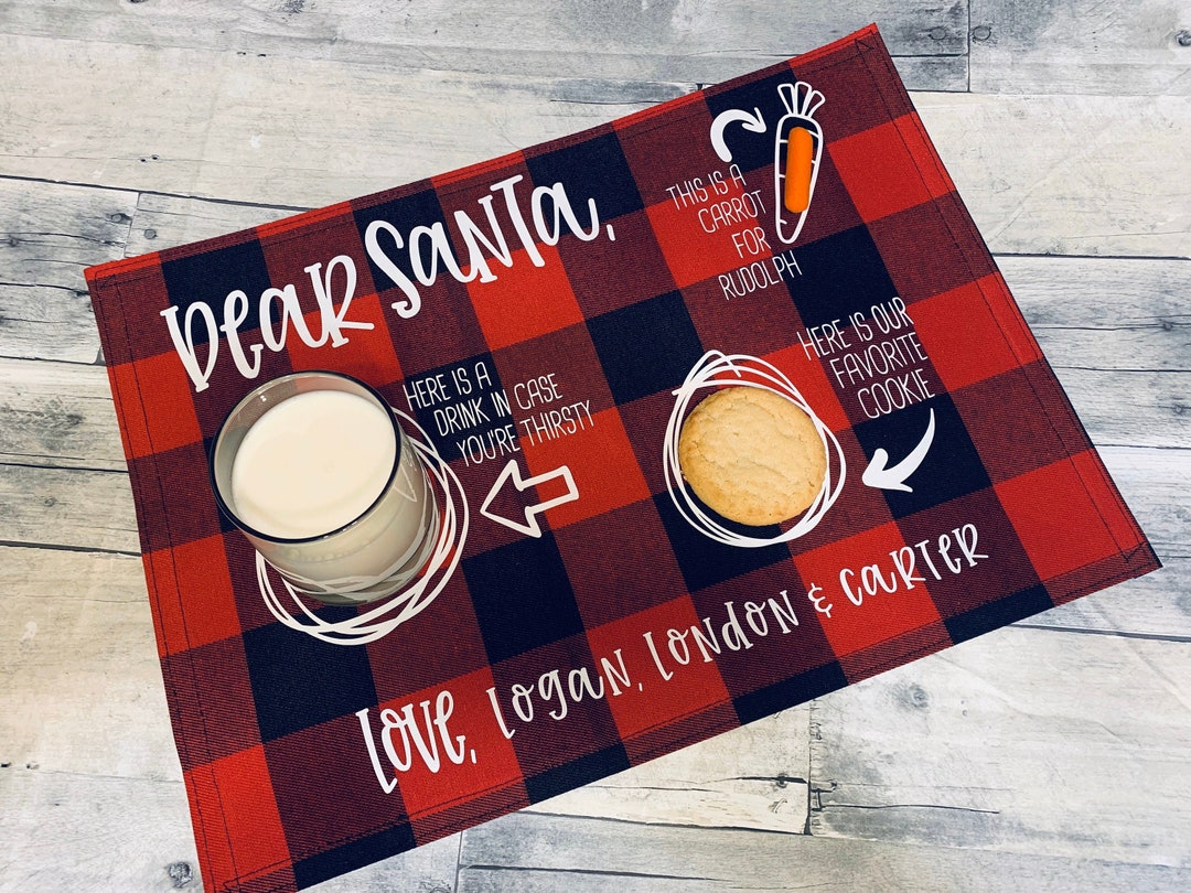 Dear Santa Placemat / Buffalo Plaid Placemat/ Cookies for Santa Plate ...