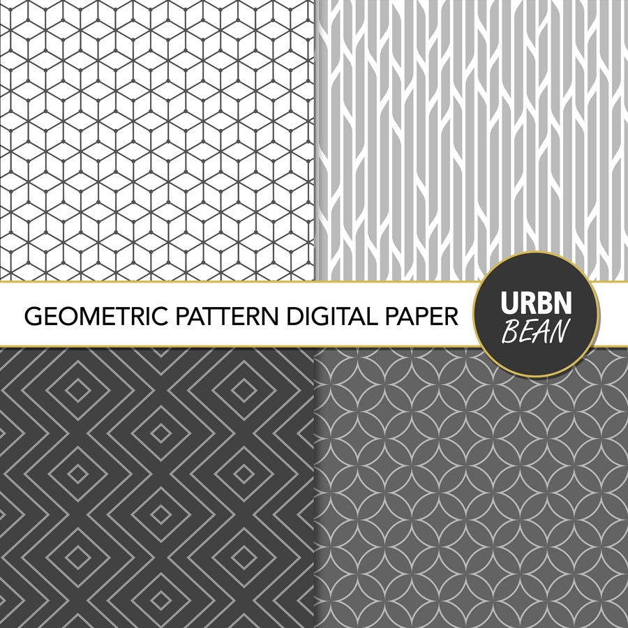 Digital Geometric Patterns Black and White Line Art Minimalist ...