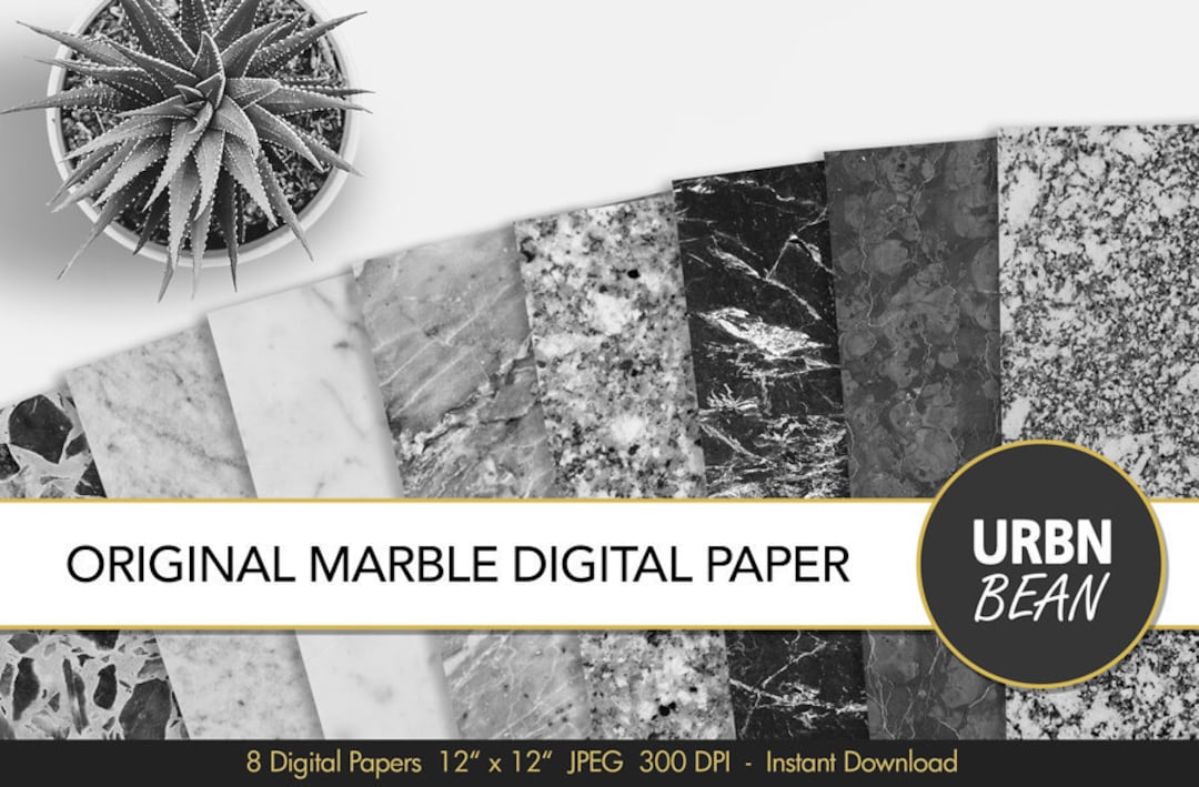 Marble Digital Paper. Black and White Marble Wallpaper Background ...