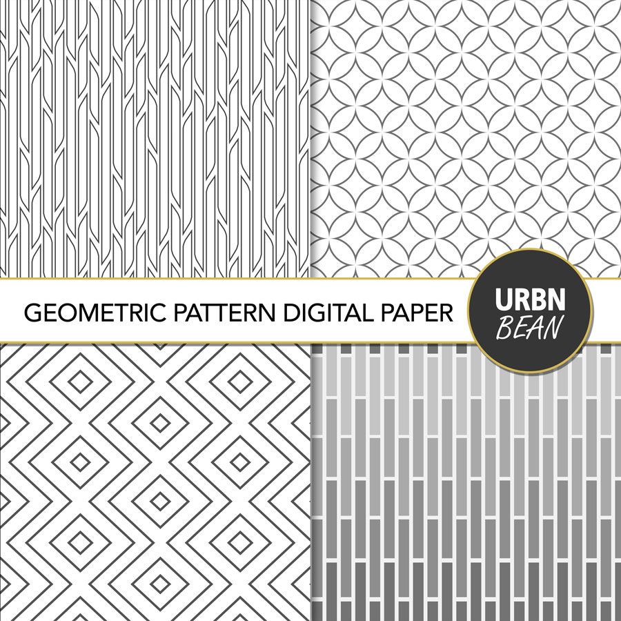 Digital Geometric Patterns Black and White Line Art Minimalist ...