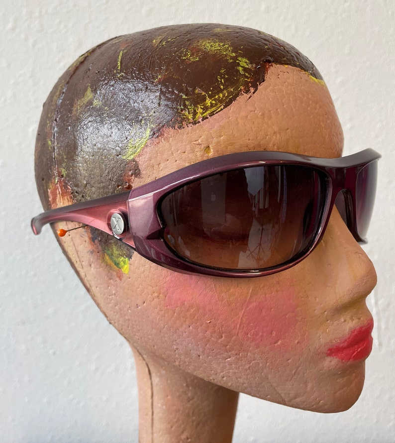 Bold Purple Plastic Shield Sunglasses Exalt Cycle Deadstock | Etsy