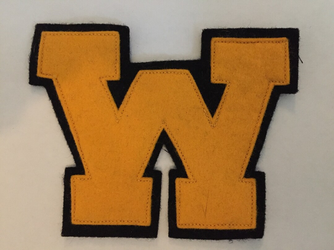 Vintage W Letterman Felt Patch Golden Yellow Black Collegeiate 1950s - Etsy