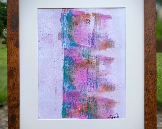 Mono Print Original Print Abstract Art Gradient Pink Orange - Etsy