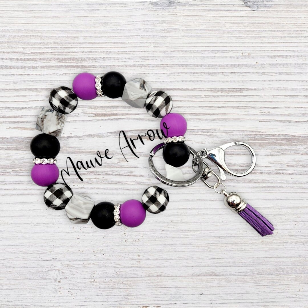 Purple Passion Wristlet Keychain, Custom Keychain for Women, Stretchy ...