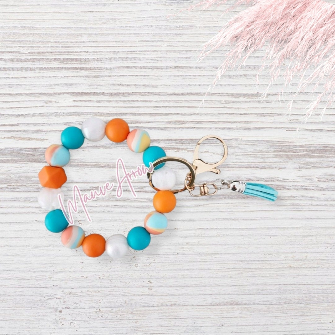 Tropical Breeze Keychain Wristlet Custom Stretchy Silicone Wristlet ...