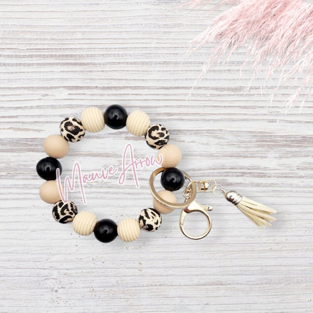 Leopard Chic Keychain Wristlet Custom Stretchy Silicone Wristlet ...