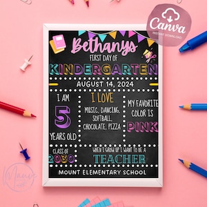 Girl Chalkboard Back to School Sign | First Day of School | Printable ...